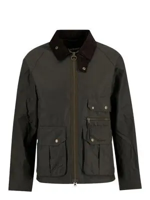 Barbour Zip-up Casual Jacket With Corduroy Collar - Black