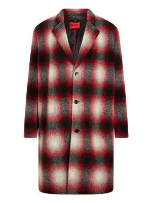 Hugo Boss Checked Overcoat - Black