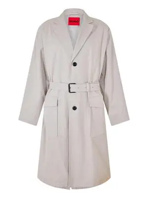 Hugo Boss Tailored Overcoat With Belt - White