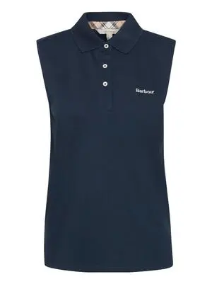 Barbour Logo Sleeveless Polo Shirt Black