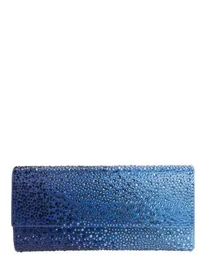 Judith Leiber Crystal Embellished Satin Clutch - Silver Blue