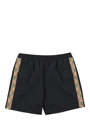 Burberry Swim Trunks With Signature Check Detail - Black