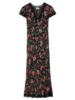 RIXO RIXO Floral Print Maxi Dress With Lace Trim