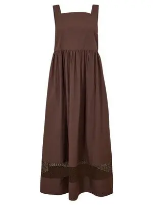 Max Mara Sleeveless Maxi Dress With Crochet Trim - Brown