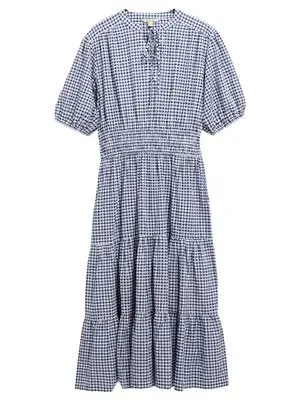 Barbour Checked A-line Midi Dress - Gray