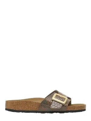 BIRKENSTOCK Single-strap Cork Slide Sandals With Metallic Buckle - Brown