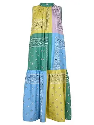 Max Mara Maxi Dress With Bandana Print - Blue