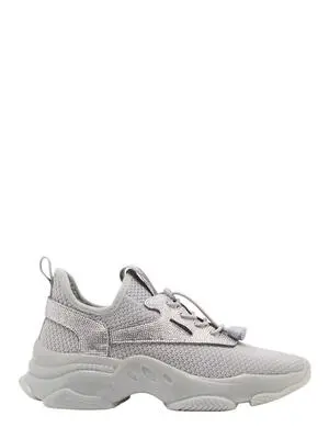 Steve Madden Mesh-paneled Dad Sneakers With Glitter Accents - Gray