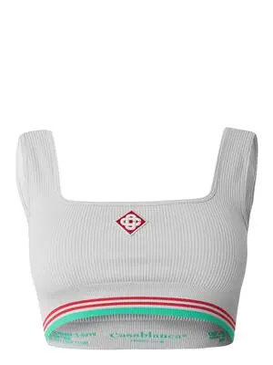 Casablanca Seamless Logo Cropped Tank Top - Grey