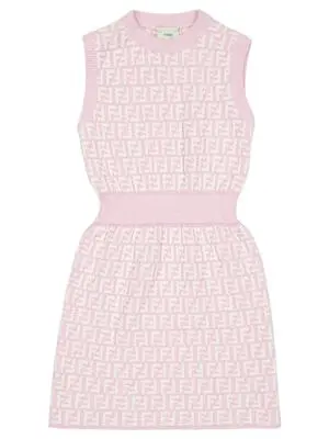 Fendi Knitted Ff Print Sleeveless Dress - Pink