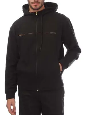 Hugo Boss Printed Artwork Zip-up Hoodie - Black