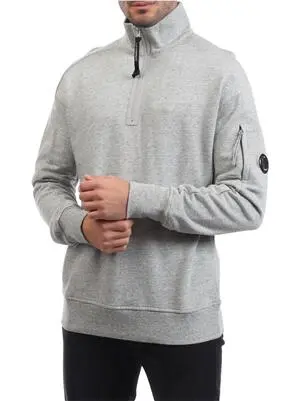 C.P. COMPANY Diagonal Raised Fleece Half-zip Sweatshirt - Grey