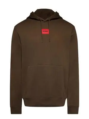 Hugo Boss Hugo Boss Daratschi Cotton Terry Hoodie With Logo Label Brown