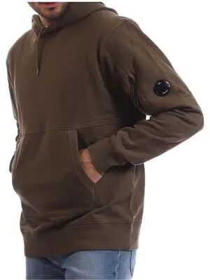 C.P. COMPANY Diagonal Raised Fleece Lens Hoodie - Green