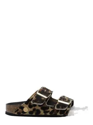 BIRKENSTOCK Arizona Animal Print Pony Hair Flat Sandals - Brown