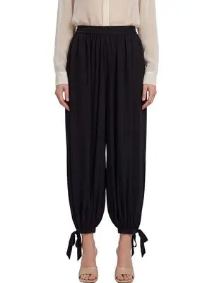 Chloé Gathered Pants With Tie Detail - Black