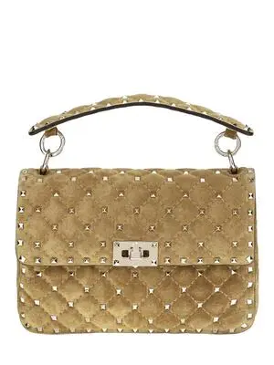 Valentino Garavani Rockstud Leather Handbag With Studs And Chain Strap Beige