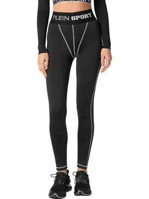 PLEIN SPORT Plein Sport White Leggings With Contrast Stitching Black