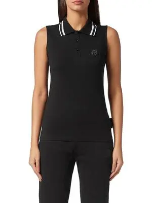 PLEIN SPORT Sleeveless Polo Shirt - Black