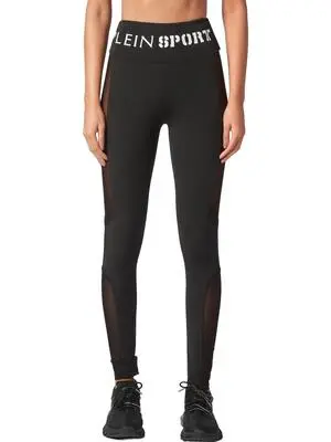 PLEIN SPORT Plein Sport Black Mesh Panel Leggings
