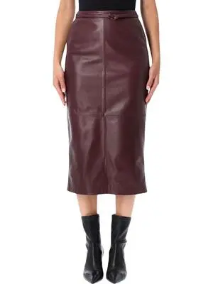 Alberta Ferretti Leather Skirt - Brown