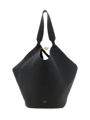 Khaite Lotus Medium Calfskin Shoulder Bag With Removable Pouch Black