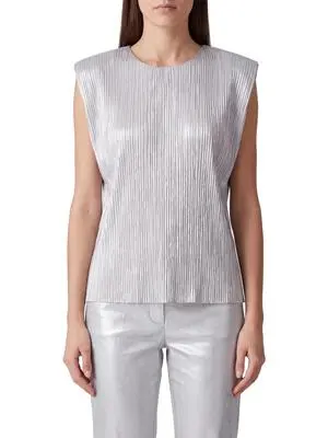 FORTE_FORTE Forte Forte Sleeveless Pleated Technical Fabric Top Grey