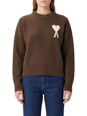 AMI Paris Wool And Alpaca Crewneck Jumper - Brown