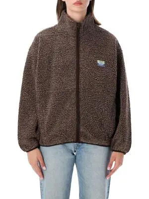 American Vintage Cropped Fleece Jacket With High Neck And Zip Closure - Brown