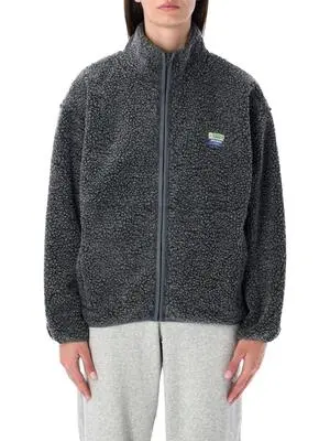 American Vintage Cropped Fleece Jacket With High Neck And Zip Closure - Charcoal