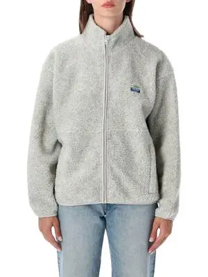 American Vintage Cropped Fleece Jacket With High Neck And Zip Closure - Ice