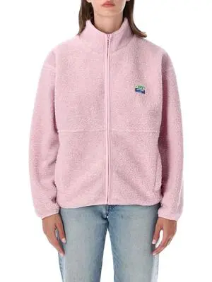 American Vintage Cropped Fleece Jacket With High Neck And Zip Closure - Pink