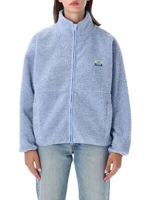 American Vintage Cropped Fleece Jacket With High Neck And Zip Closure - Sky