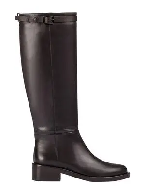 DOUCAL'S Knee-high Leather Boots With Buckle Detail - Mahogany