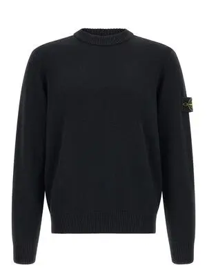 Stone Island Stone Island Wool Sweater With Textured Knit And Logo Patch Blue