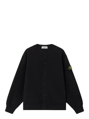 Stone Island Stone Island Cotton Cardigan With Detachable Logo Patch Black