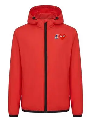 Play Comme Des Garcon Full-zip Hooded Jacket With Iconic Heart Logo - Red