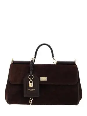 DOLCE & GABBANA Dolce & Gabbana Structured Top Handle Satchel With Padlock Tag