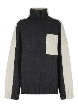 JW Anderson Two-tone High Neck Pocket Jumper - Grey