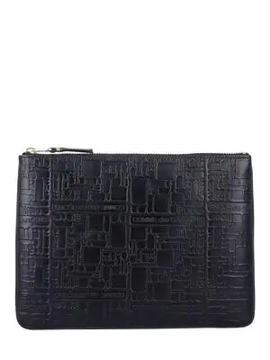 Comme Des Garçons Embossed Leather Logo Pouch Clutch - Nero