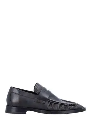 MIISTA Leather Loafer Flat Shoes - Brown Black
