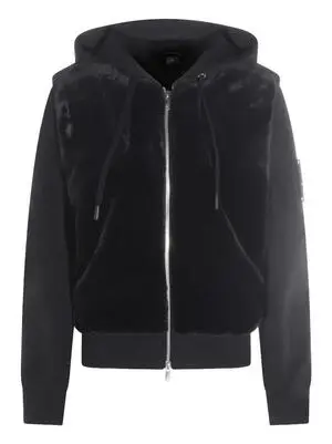 Moose Knuckles Rosylyn Bunny Zip-up Hoodie With Fur Accents - Black
