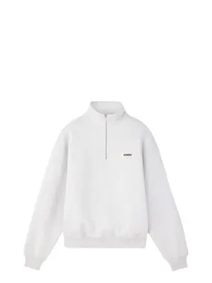 Jacquemus Textured Grosgrain Knit Quarter Zip Sweater - Grey2