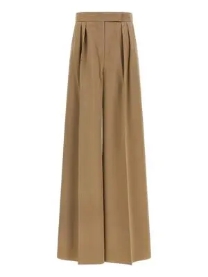 Max Mara Pleated Wide-leg Wool Trousers - Hazelnut