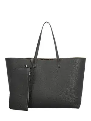 Fendi Fendi Medium Roll Leather Shopping Bag Neromoro