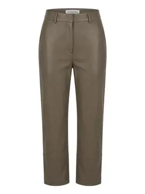 THE FRANKIE SHOP Luxe Leather Paint-splash Pants - Camel