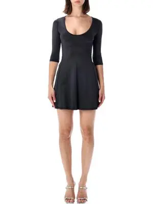 DIESEL® Mini Dress With Scoop Neck And Three-quarter Sleeves - Nero
