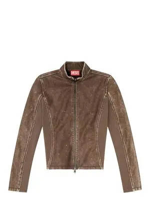 DIESEL® Zip-up Jacket With Polyurethane Outer - Chocolate