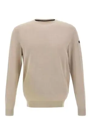 RRD Fine-knit Crew Neck Top With Logo Patch - Neutrals