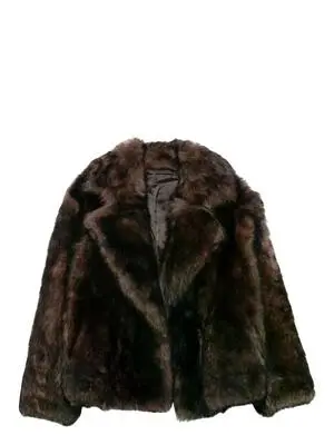 SALVATORE SANTORO Fur Jacket With Notched Lapels - Brown